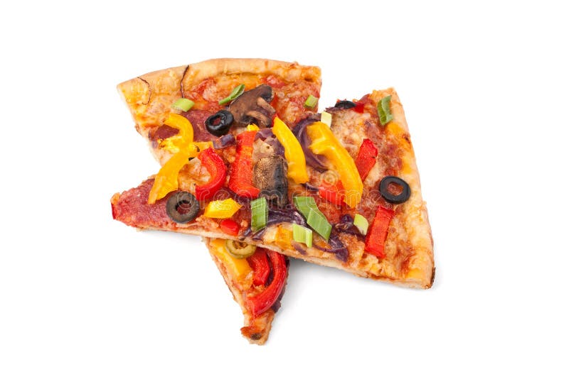 Two Slices of Vegetable Pizza Stock Image - Image of american, pizza ...