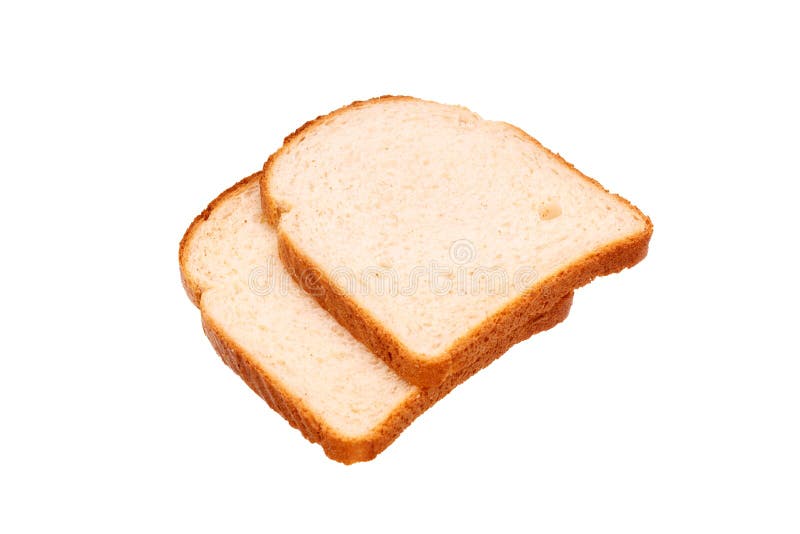 Two Slices of Wheat Bread Isolated on White Background. Side View Stock ...