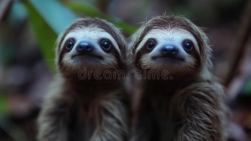 Two Sloths Rainforest Closeup Foliage Wildlife Stock Image - Image of ...