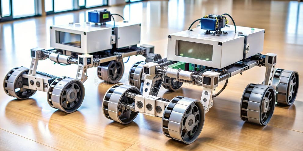 Two Small Educational Robots Stock Image - Image of design, artificial ...