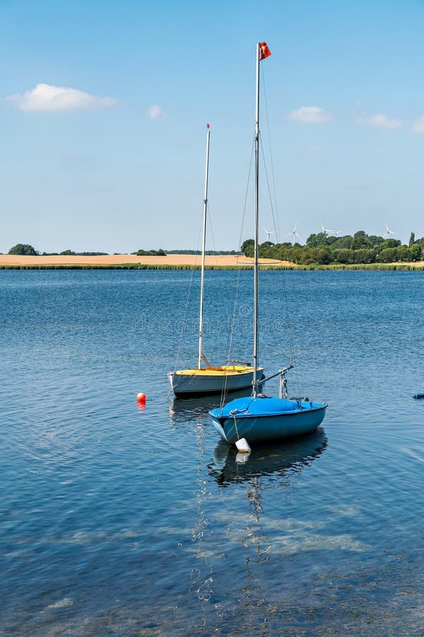 Two Small Boats in the Lake or River on a Sunny Day Stock Photo - Image ...