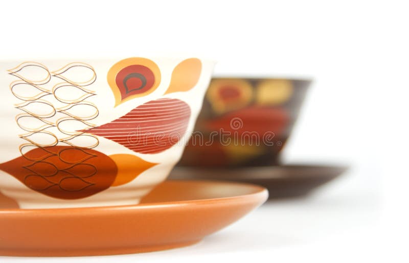 Two Small Bowls with Plate 4 Stock Image - Image of closeup, service ...