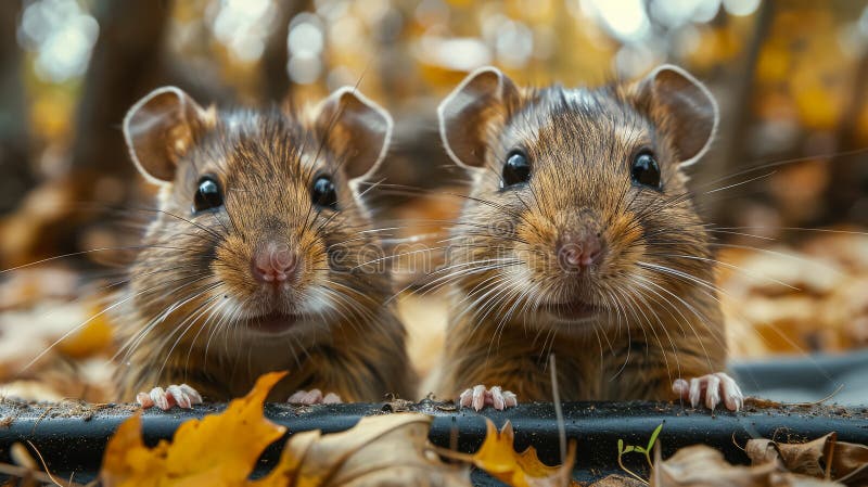 Two Small Brown Mice are Looking at the Camera Stock Photo - Image of ...