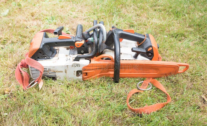 Two small chainsaws stock image. Image of mechanical - 127114943