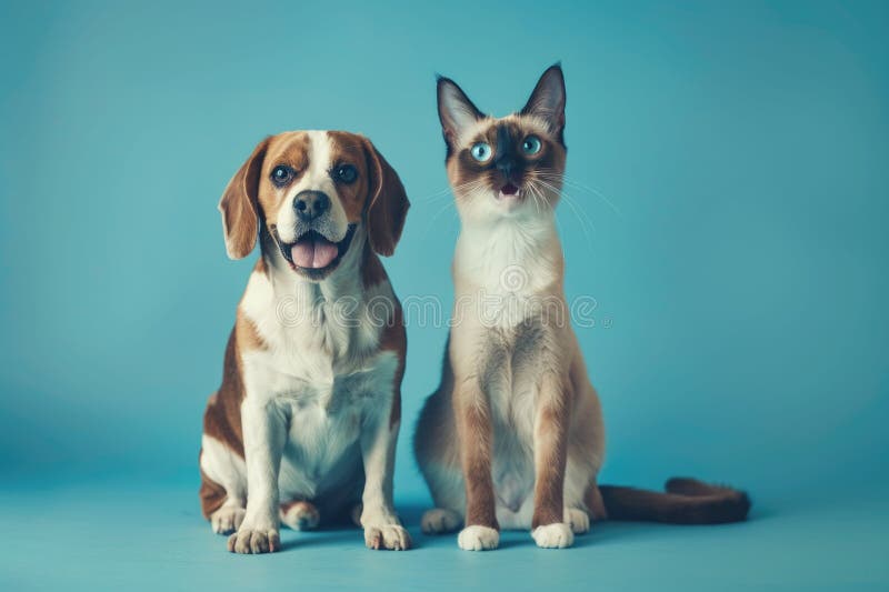 Two Small Dogs Sitting Together, Looking Curious and Friendly Against a ...