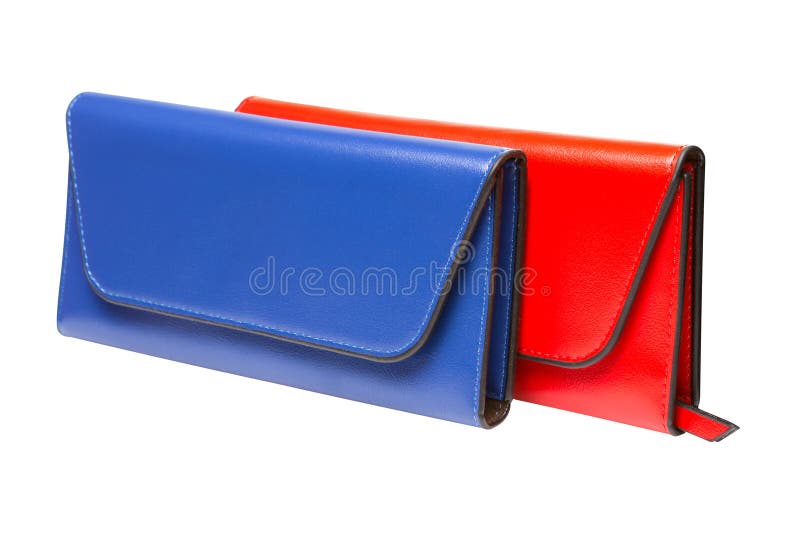 Two Small Female Bags or Two Purses, Blue and Red, on White Background ...