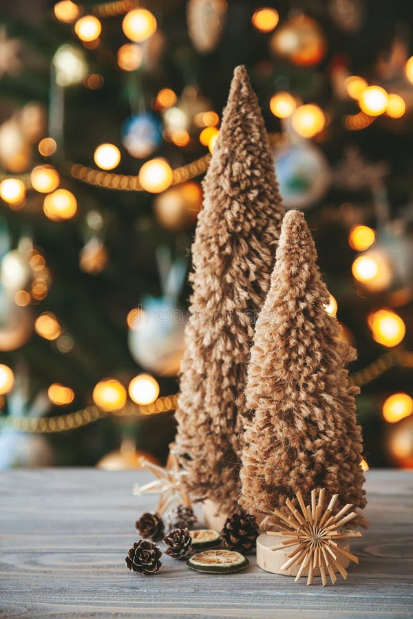 Two Small Fiber Christmas Trees Stock Image - Image of rustic, friendly ...
