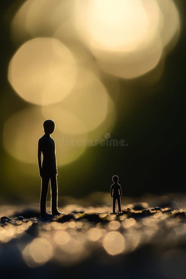 Two Small Figures, One Tall and One Shorter, are Placed on a Textured ...