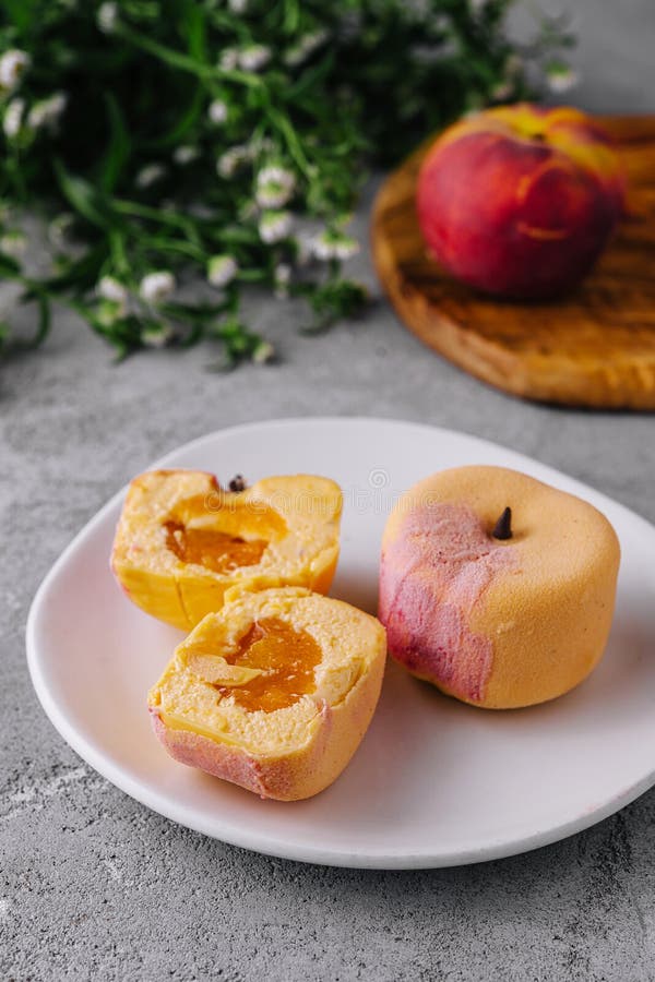 Two Small French Mousse Cake Apple Shaped Dome Stock Photo - Image of ...
