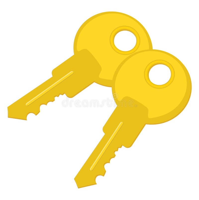 Two Small Golden Keys, Icon Stock Vector - Illustration of flat, lock ...