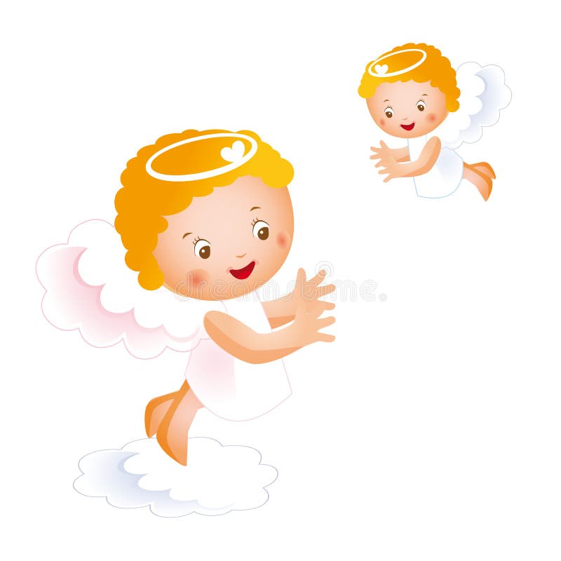 Two small happy angels stock vector. Illustration of girl - 17057326