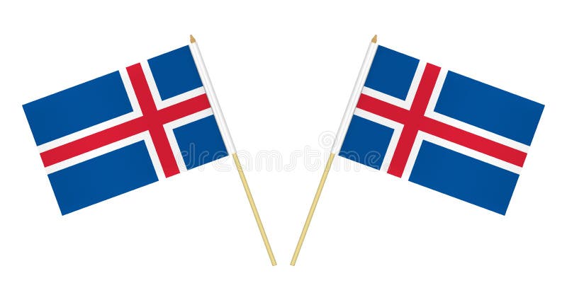 Two Small Icelandic Flags Isolated on White Background, Vector ...