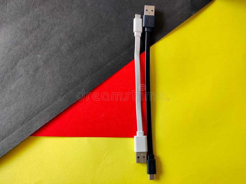 Two Small Micro USB Cables in White and Stock Image - Image of external ...