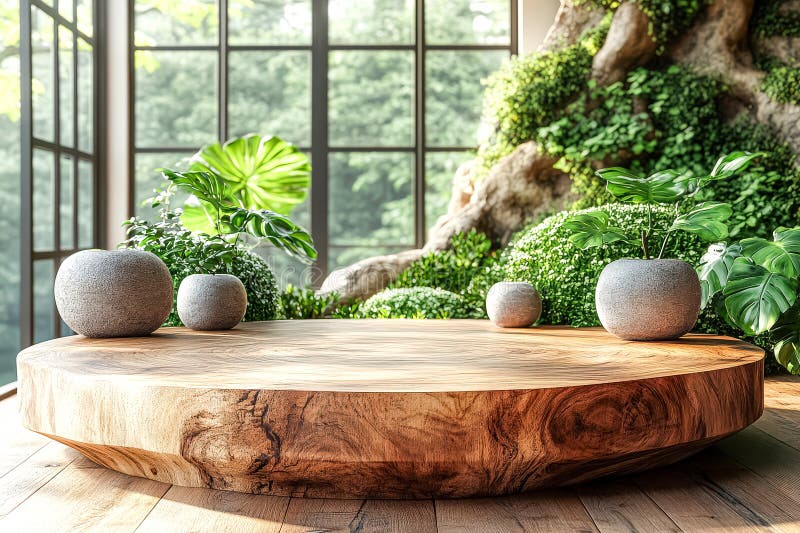 Two Small Planters with Plants in Them Sit on a Wooden Table. Stock ...