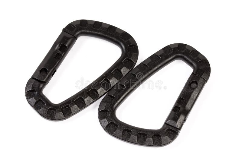 Two Small Plastic Snap Hooks on a White Background Stock Photo - Image ...