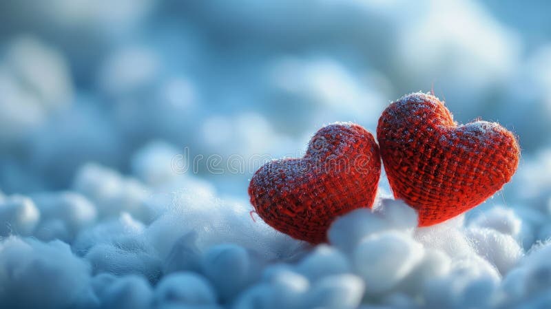 Two Tiny Red Hearts Nestled on a Fluffy White Cloud Stock Photo - Image ...