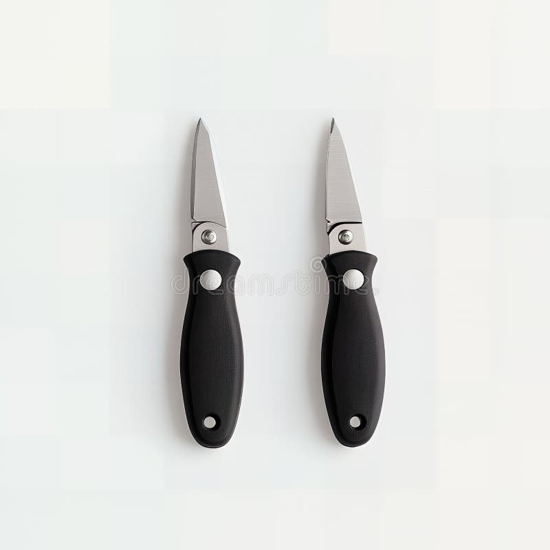 Two Small Sharp Knives with Black Handles Stock Illustration ...