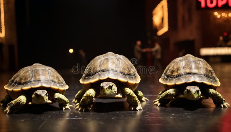 Two Small Turtles Sit Side by Side on a Table Stock Image - Image of ...