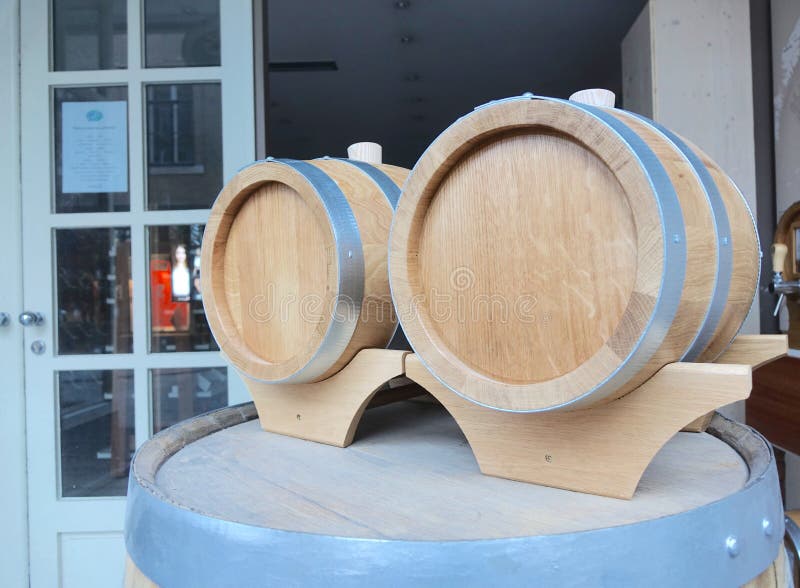 Two small wood barrels stock photo. Image of wooden, barrel - 58819614