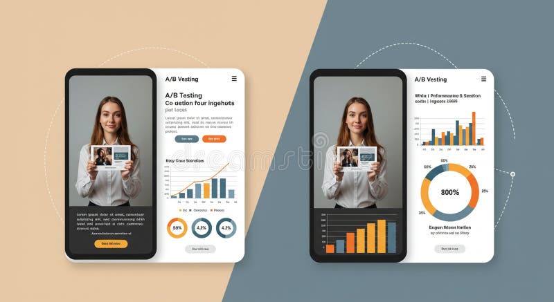 Two Smartphone Mockups Showcase an a B Testing Interface on a Split ...