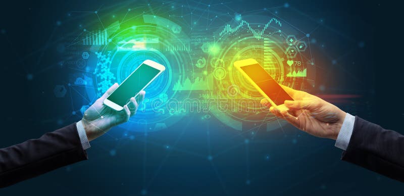 Two Smartphones, Business and Communication Concept Stock Illustration ...