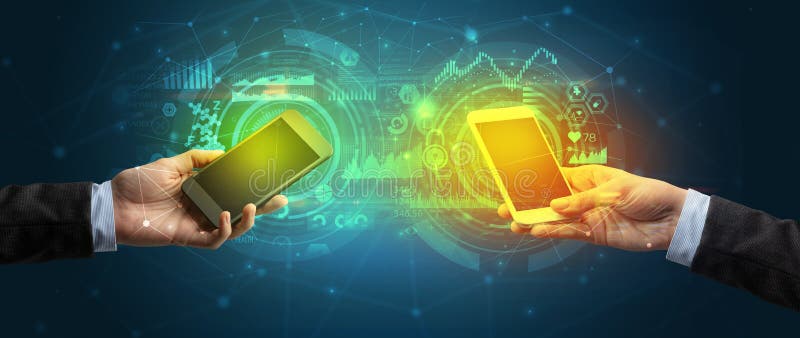 Two Smartphones, Business and Communication Concept Stock Illustration ...