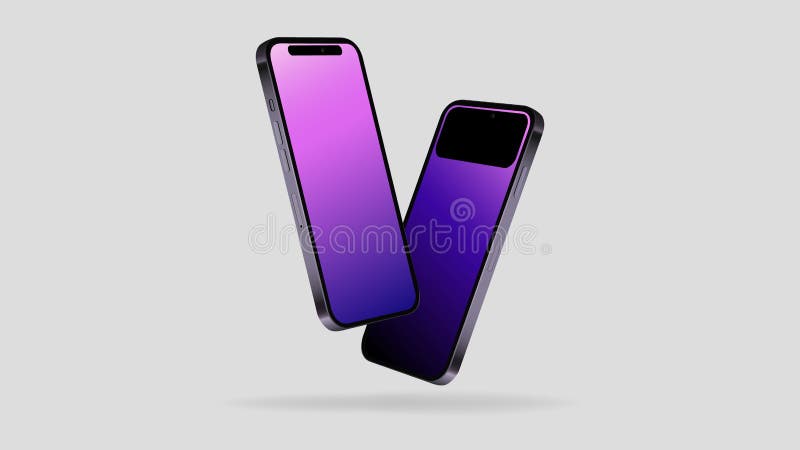 Two Smartphones 14 in Diagonal Angle. Editable Mockup Stock Vector ...