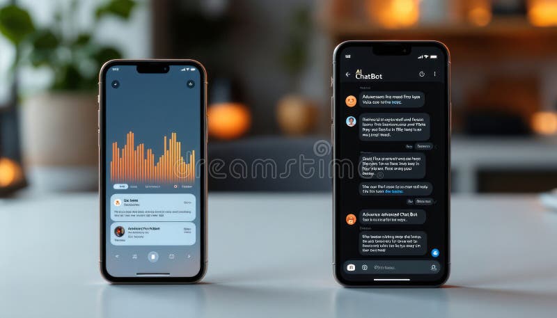 Two Smartphones Displaying Different Applications, One with a Chatbot ...