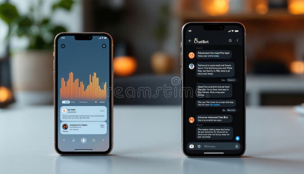 Two Smartphones Displaying Different Applications, One with a Chatbot ...