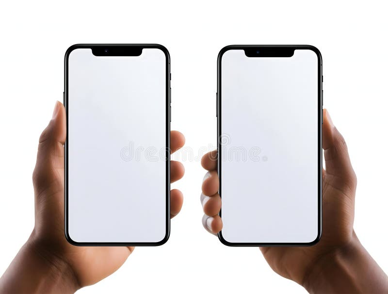 Two Smartphones Held in Hands, Mockup Design Stock Illustration ...