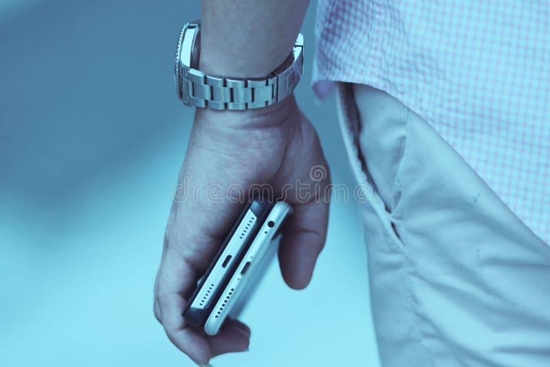 Two smartphones. stock image. Image of telecommunications - 86944611