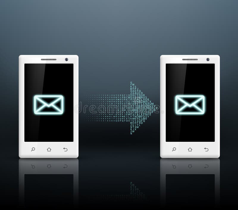 Two Smartphones Transmit Messages Stock Vector - Illustration of icon ...