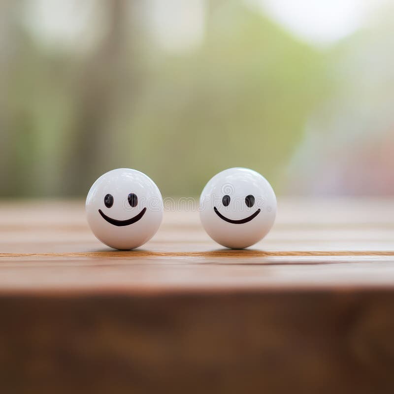 Two Smiley Balls on a Wooden Surface Stock Image - Image of social ...