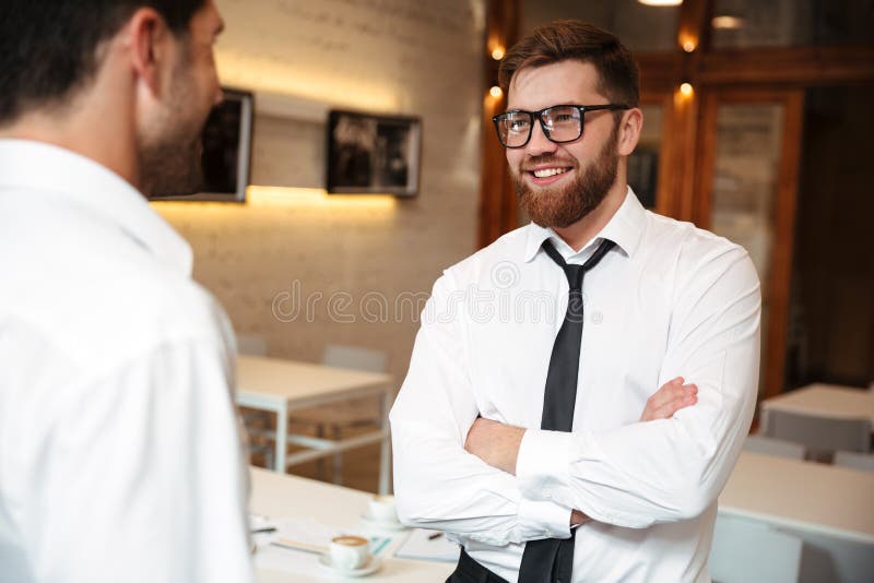 Two Smiling Businessman Having a Conversation Stock Image - Image of ...