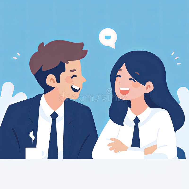 Two Colleagues Happily Conversing in a Light and Modern Office ...