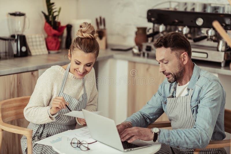 Two Smiling People Working on Their Project. Stock Photo - Image of ...