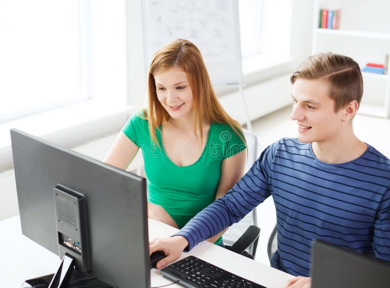 Two Smiling Students Having Discussion Stock Image - Image of friends ...