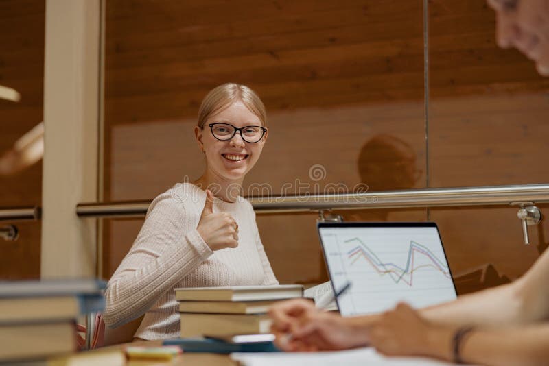 Two Smiling Talented Students Working Together on University Project ...