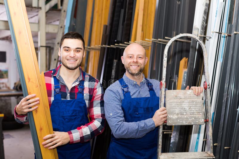 Two Smiling Workmen at Factory Stock Image - Image of lathe ...