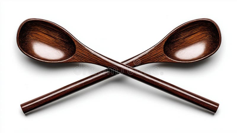 Two Smooth, Dark Wooden Spoons are Crossed Stock Illustration ...