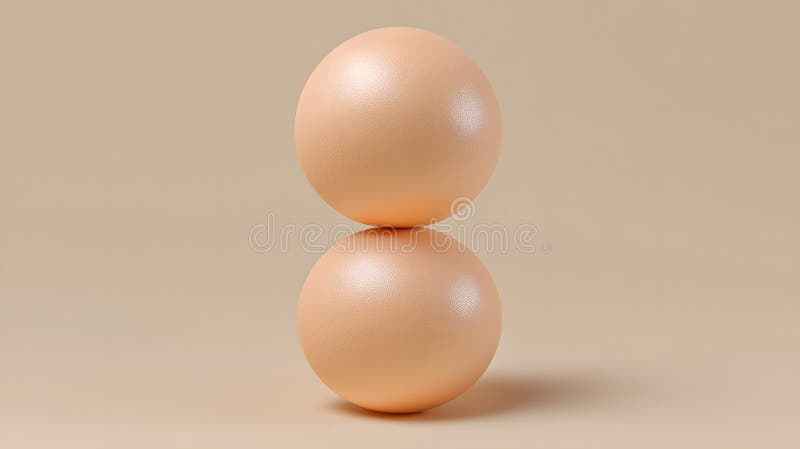 Two Smooth, Peach-colored Spheres Stacked Elegantly Stock Illustration ...