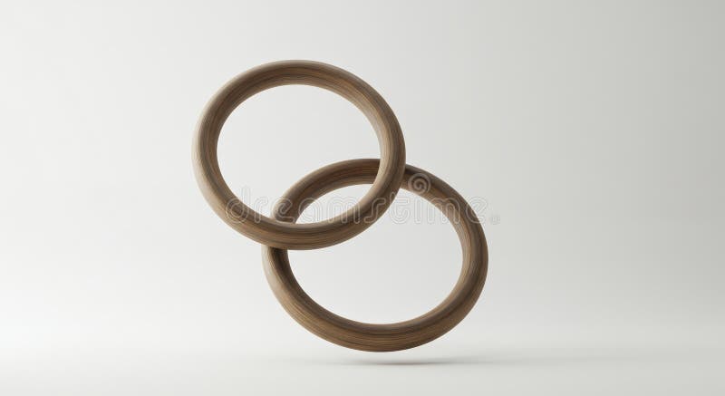 Interlocking Wooden Rings Elegant Minimalist Design on Clean White Background Stock Illustration ...