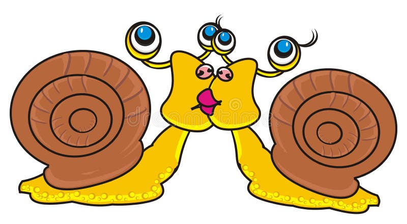 Two snails in love stock illustration. Illustration of mucus - 72227778