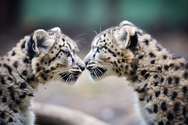 Two Snow Leopards in a Territorial Face-off Stock Photo - Image of ...