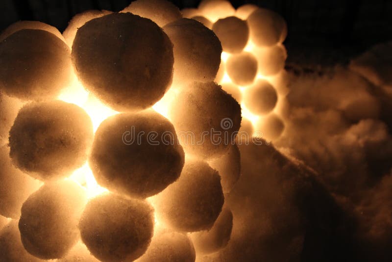Two Snowball Lanterns in the Darkness Stock Image - Image of light ...