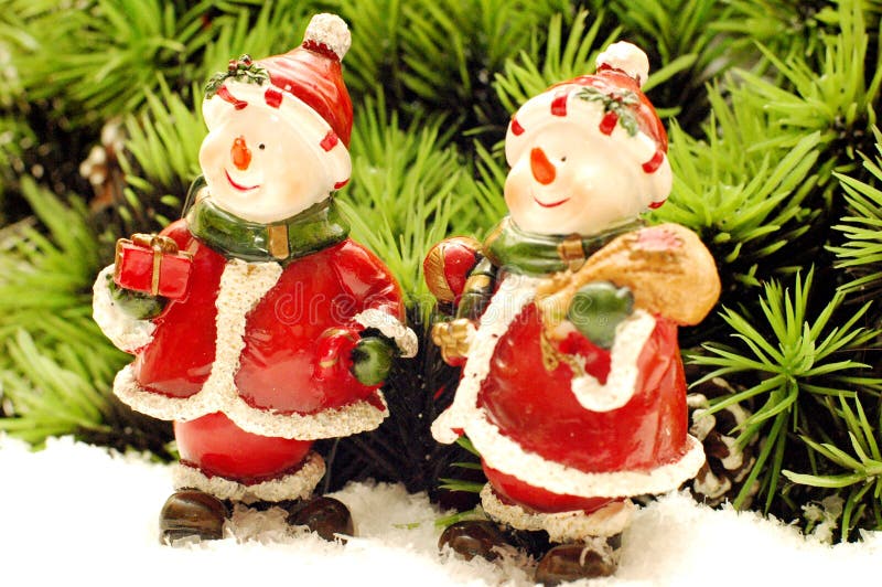 Two snowman stock image. Image of mitten, smiling, snowman - 21960289