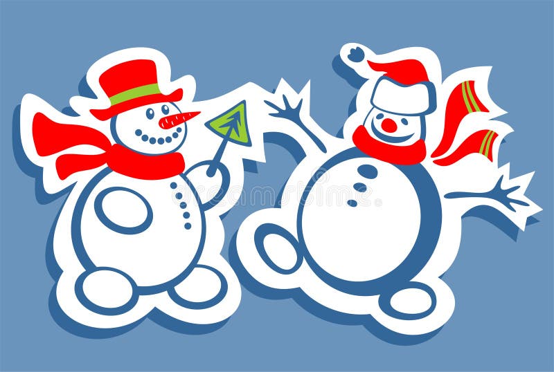 Two snowman stock illustration. Illustration of holiday - 45551423