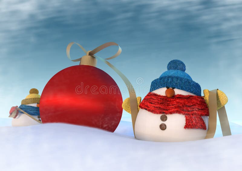 Two snowmans stock illustration. Illustration of christmas - 35835187