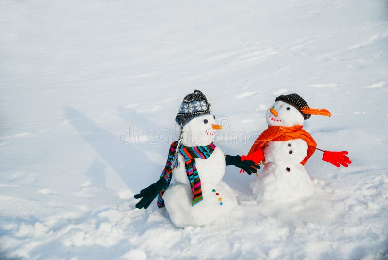 Two Snowmen - a Lovely Couple Stock Image - Image of button, holiday ...
