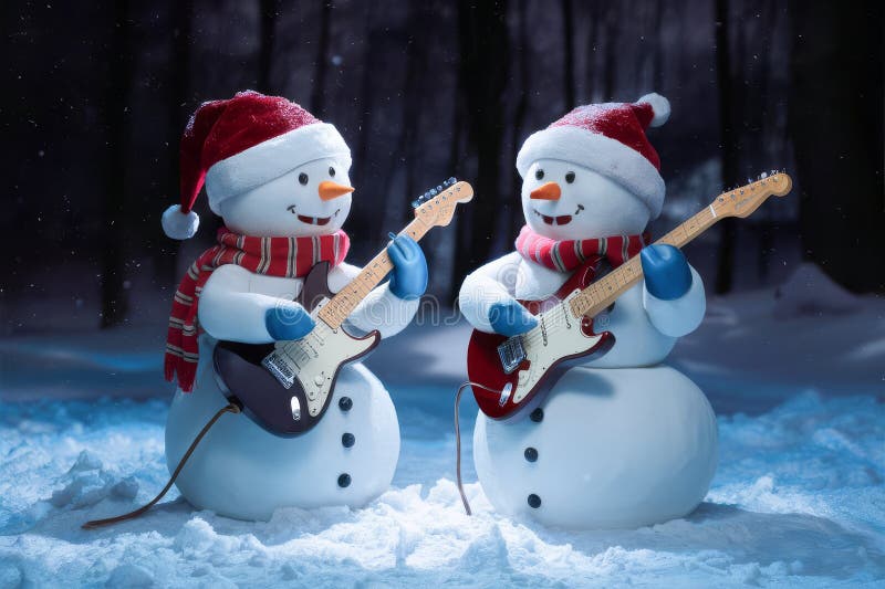 Two Snowmen Playing Guitars Stock Image - Image of frost, instrument ...